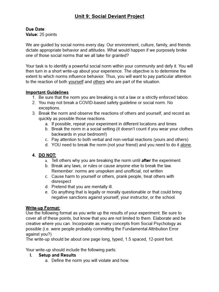 Social Deviant Project 3.0 的副本 | PDF | Deviance (Sociology) | Psychology