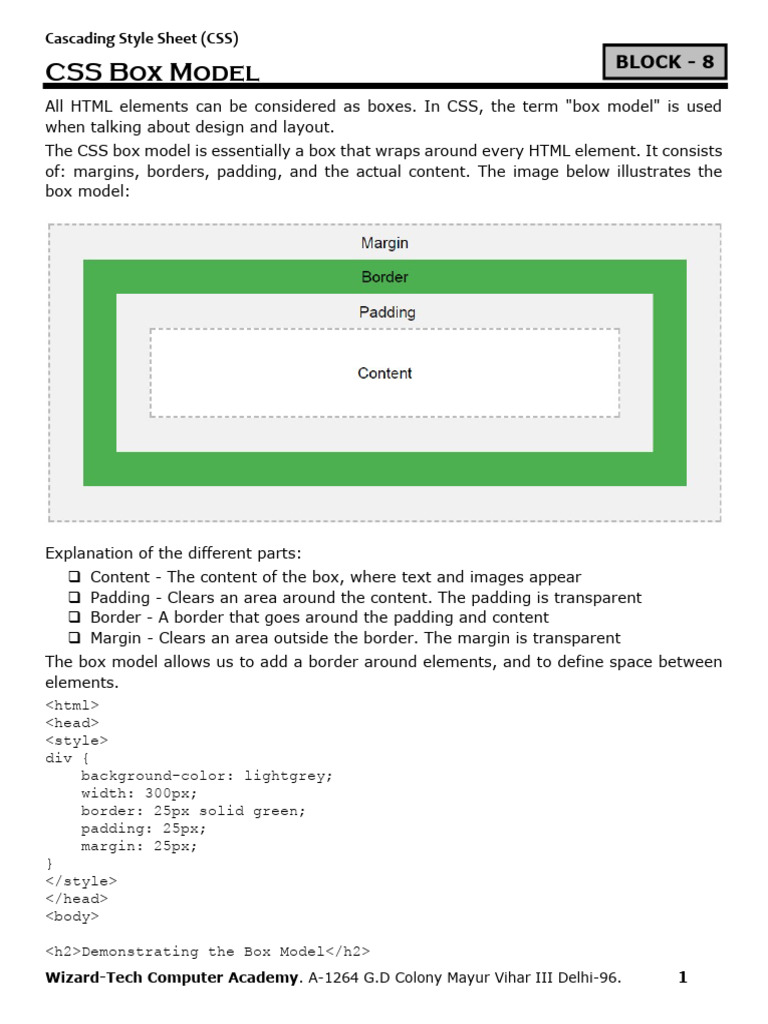 Unit - 8 CSS Box Model | PDF