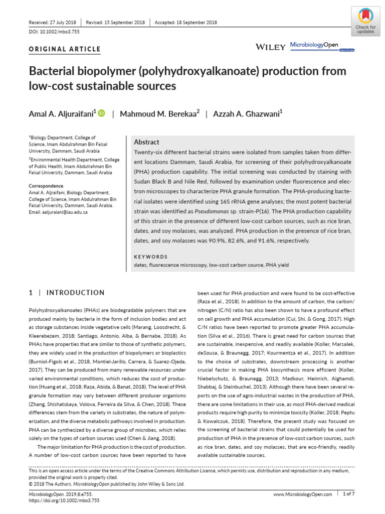Aljuraifani Et Al., 2018 Bacterial Biopolymer | PDF | Polymerase Chain ...