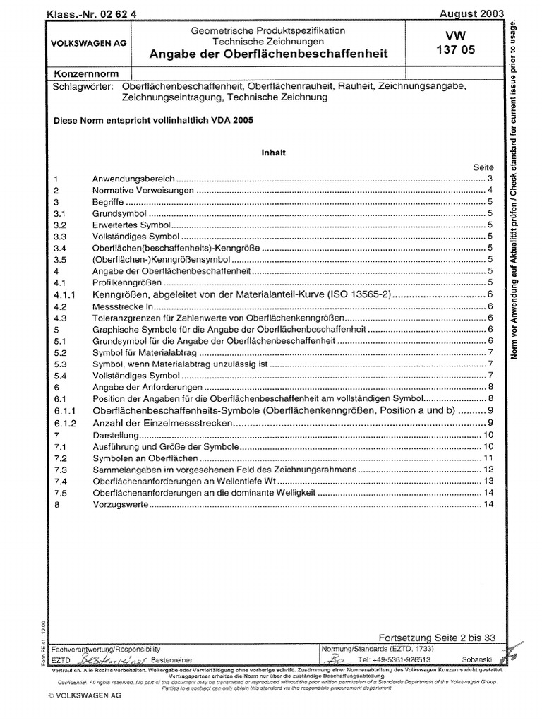 VW13705 de 2003-08-01 | PDF