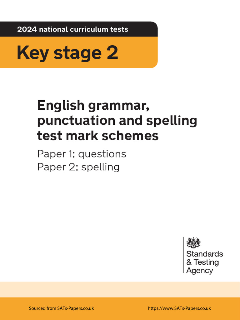 ks2 English 2024 Grammar Punctuation Spelling Marking Scheme | PDF ...