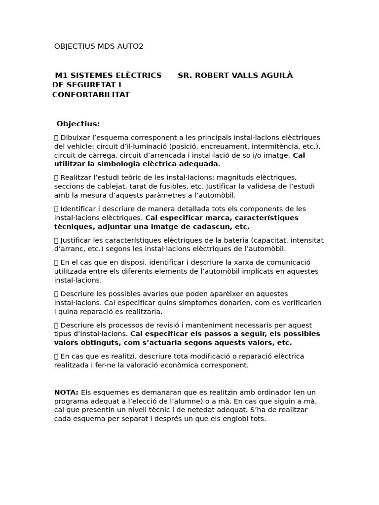 Objectius MDS Auto2 | PDF