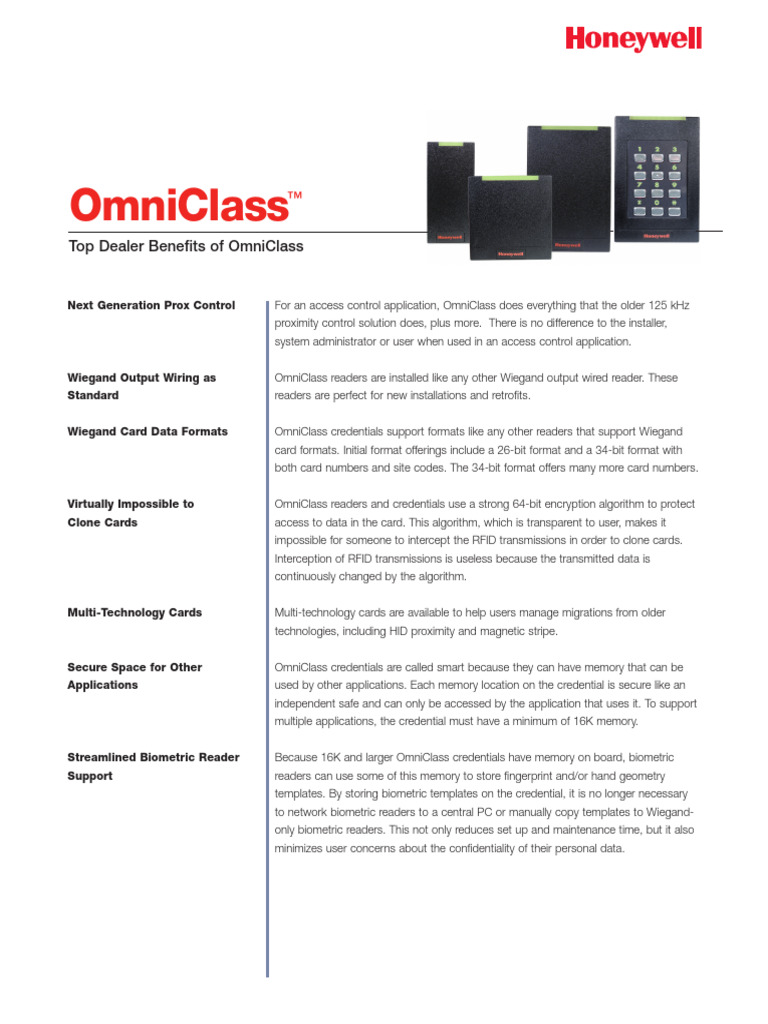 Top Dealer Benefits of OmniClass | PDF | Access Control | Biometrics