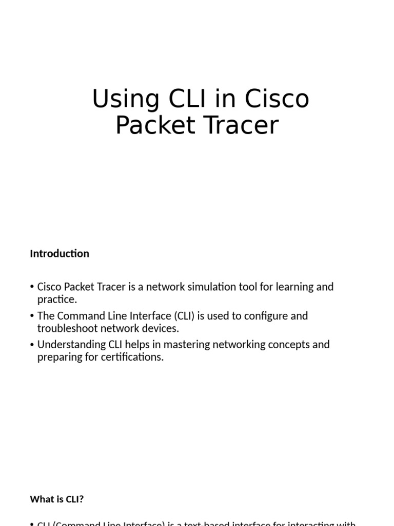 Using CLI in Cisco Packet Tracer | PDF