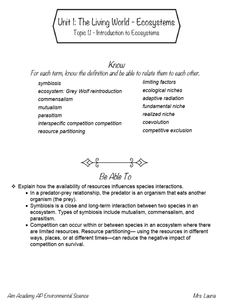 Unit 1 - The Living World - Ecosystems KBATs | PDF | Food Web | Primary ...