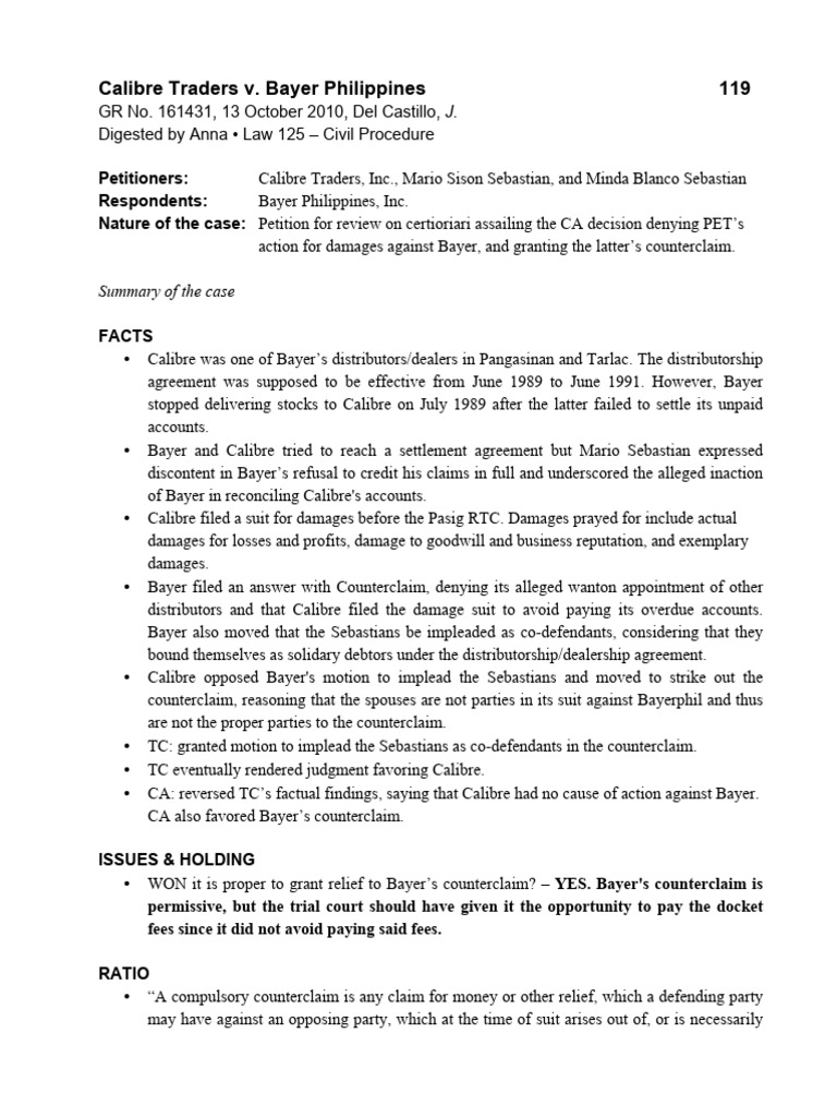 119 Calibre V Bayer Phil | PDF | Lawsuit | Justice