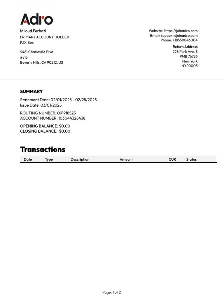 Transactions: Miloud Ferhati | PDF