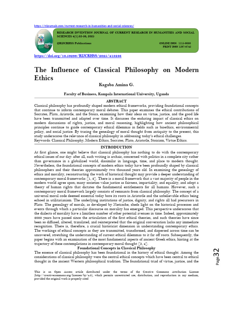 The Influence of Classical Philosophy on Modern Ethics (www.kiu.ac.ug ...