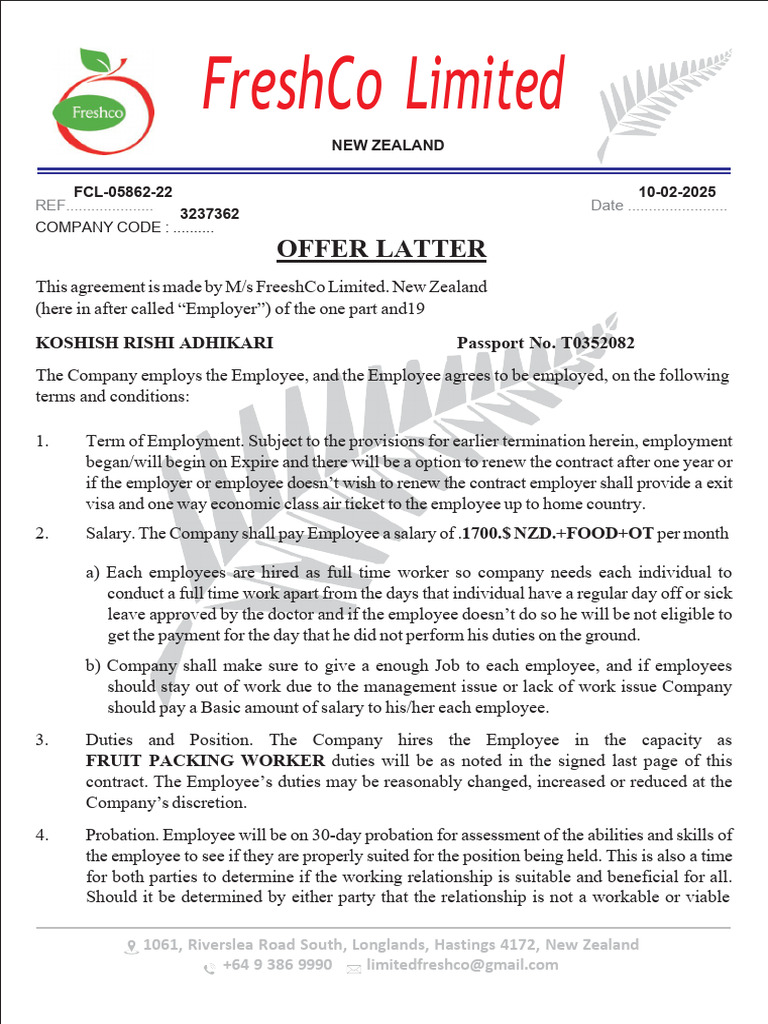 Koshish Rishi Adhikari (Offer Latter) | PDF | Employment | Salary