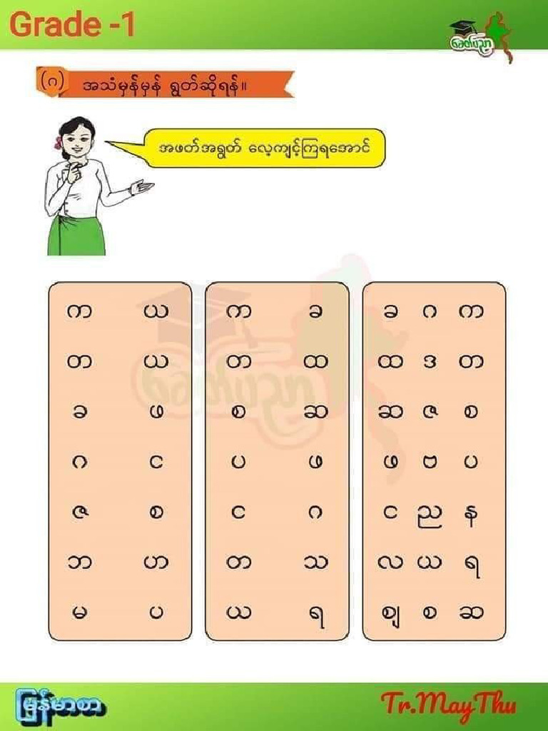 Grade 1 Myanmar Word Book | PDF