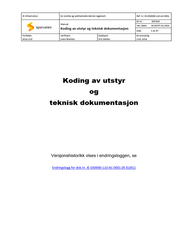 Koding Av Utstyr Og Teknisk Dokumentasjon | PDF
