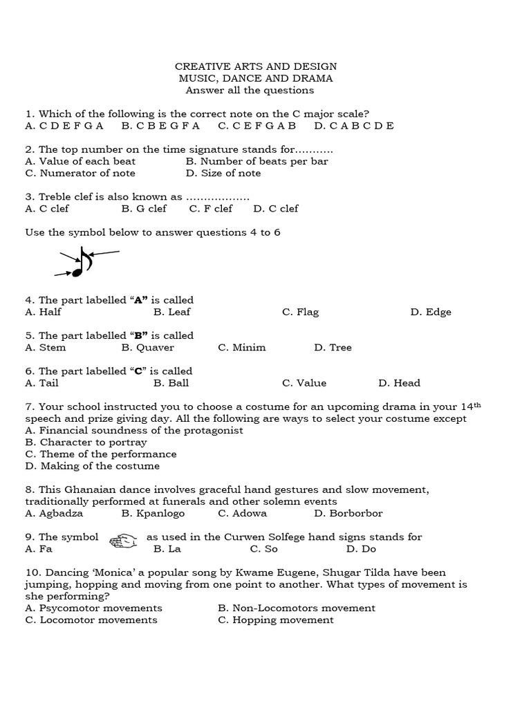 Creative Arts Performing Arts Questions | PDF | Scale (Music) | Tempo