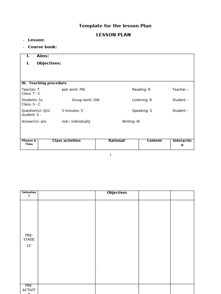 Lesson Plan Template for Educators | PDF