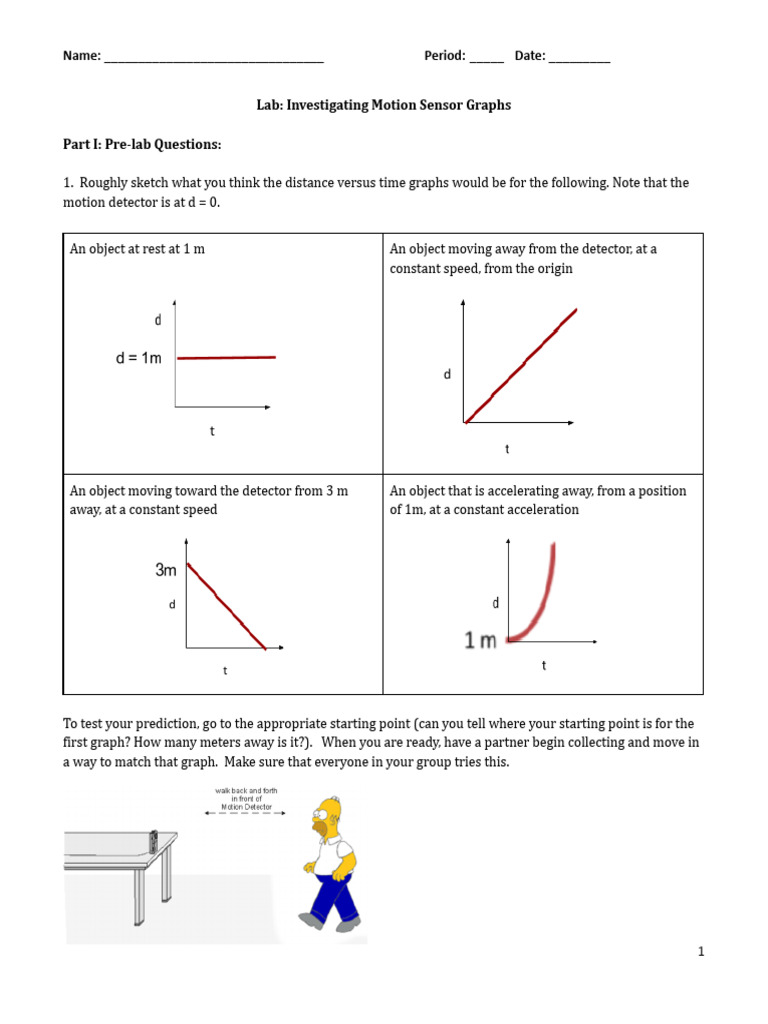 Motion Sensor Graphs Lab Activity | PDF