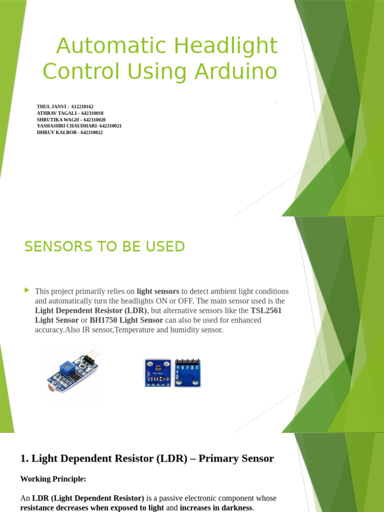 Automatic Headlight Control Using Arduino-Sensors | PDF | Infrared | Gyroscope