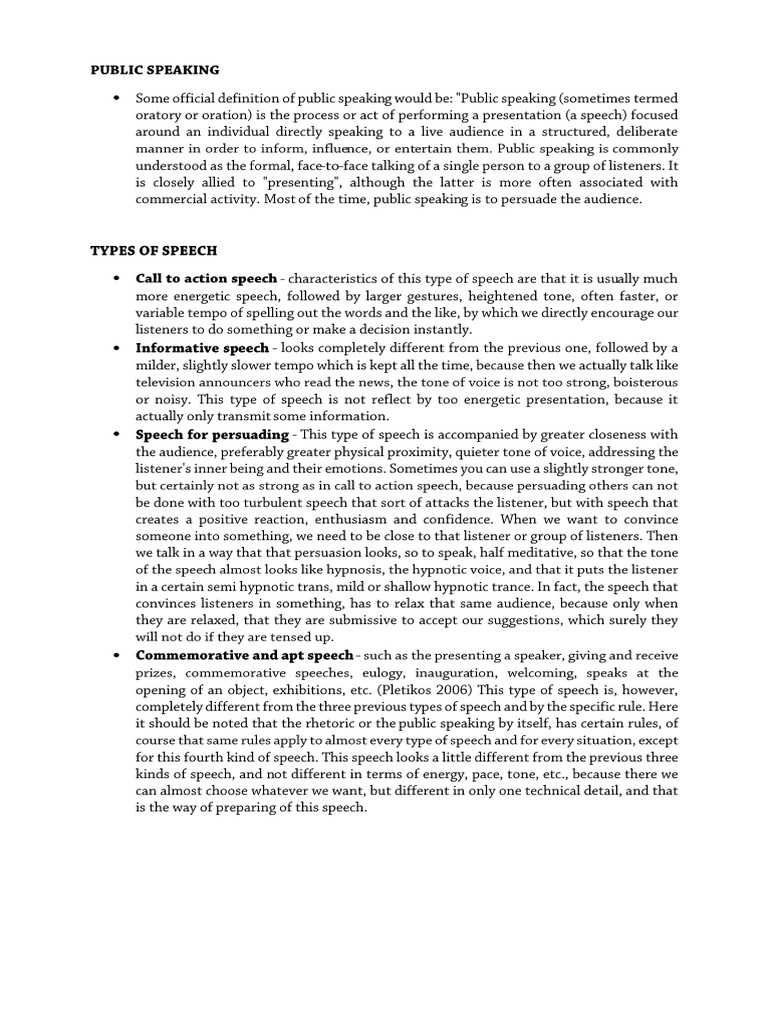 Public Speaking | PDF