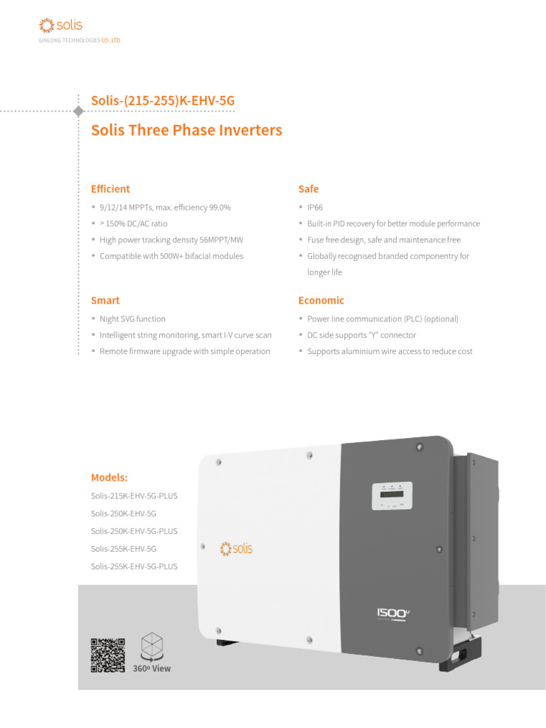 10 Datasheet Solis-(255)K-EHV-5G PLUS M12 | PDF | Electrical Grid | Alternating Current