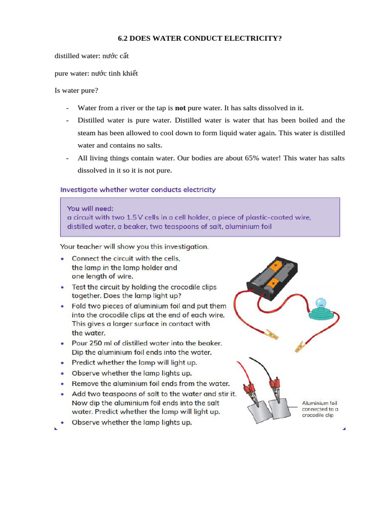 6.2 Does Water Conduct Electricity | PDF
