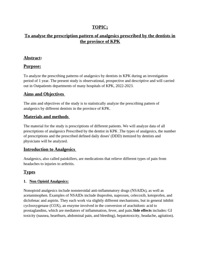 Analgesic Prescription Patterns in KPK | PDF | Analgesic | Human Tooth