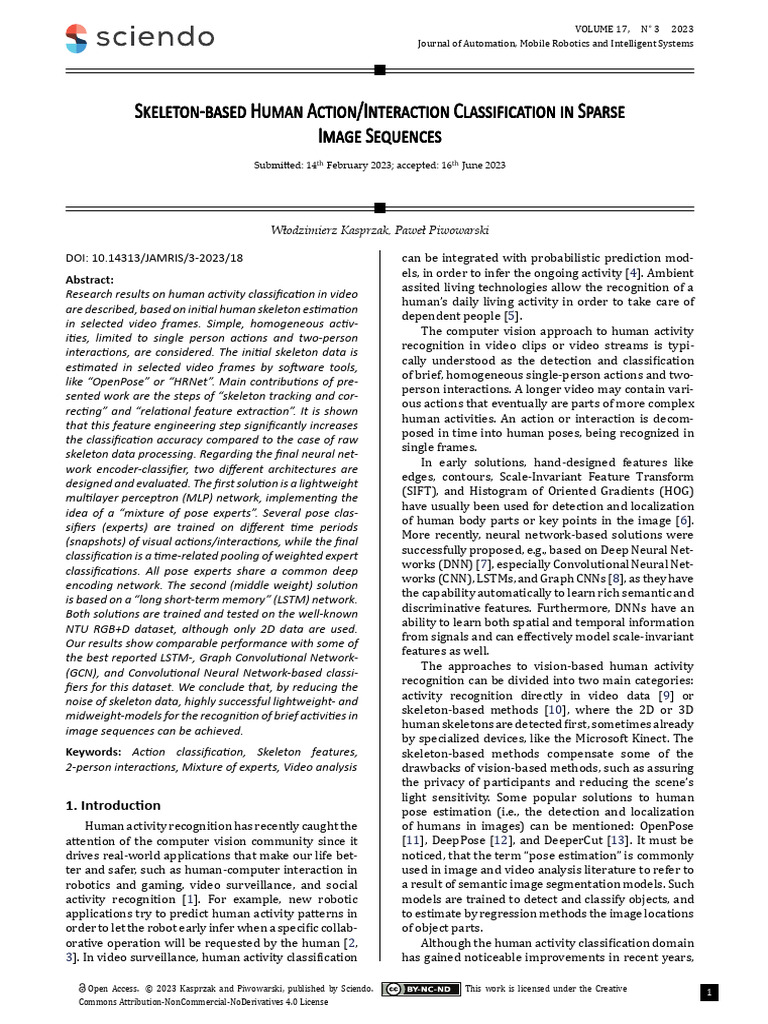 Skeleton Based Action Classification In Videos Pdf Deep Learning 3269
