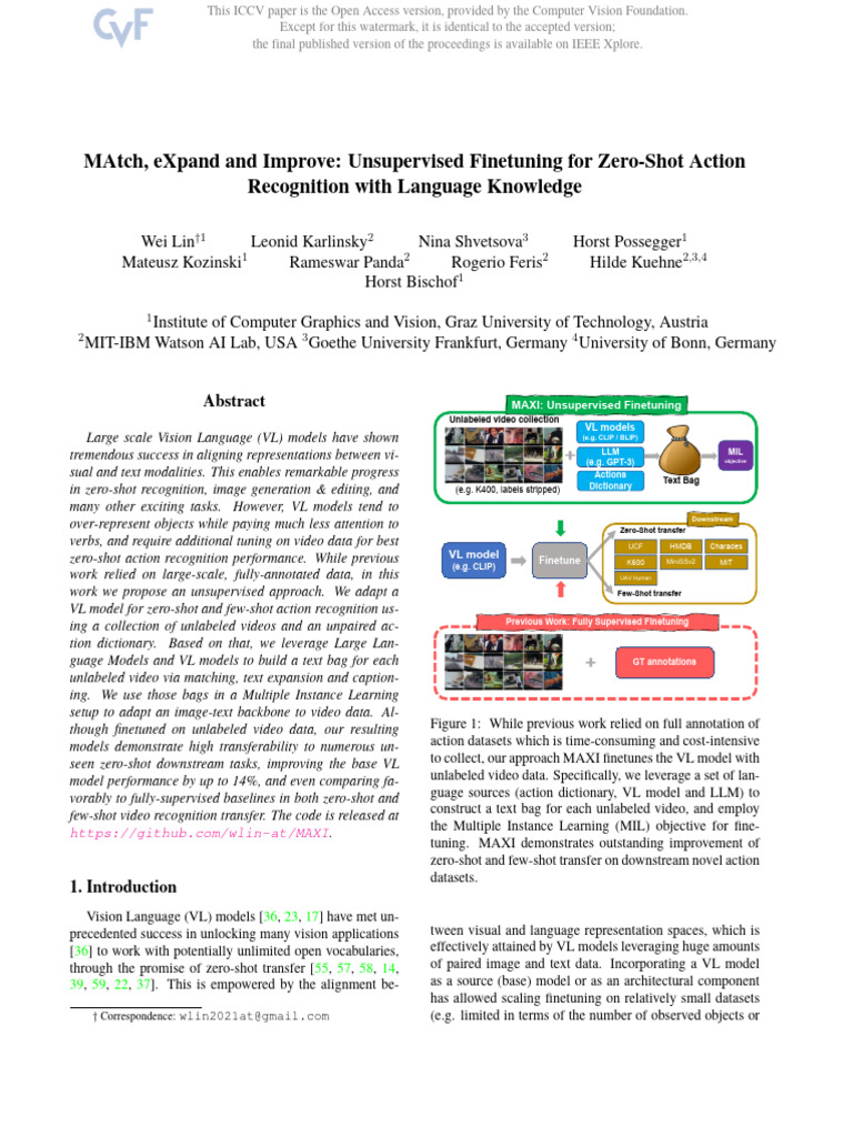 Lin MAtch EXpand and Improve Unsupervised Finetuning For Zero-Shot Action Recognition ICCV 2023 ...