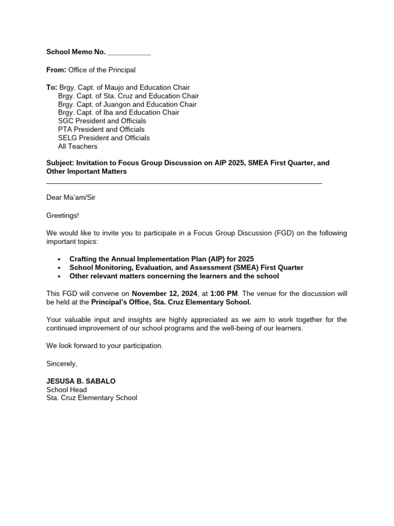 Letter request for FGD | PDF