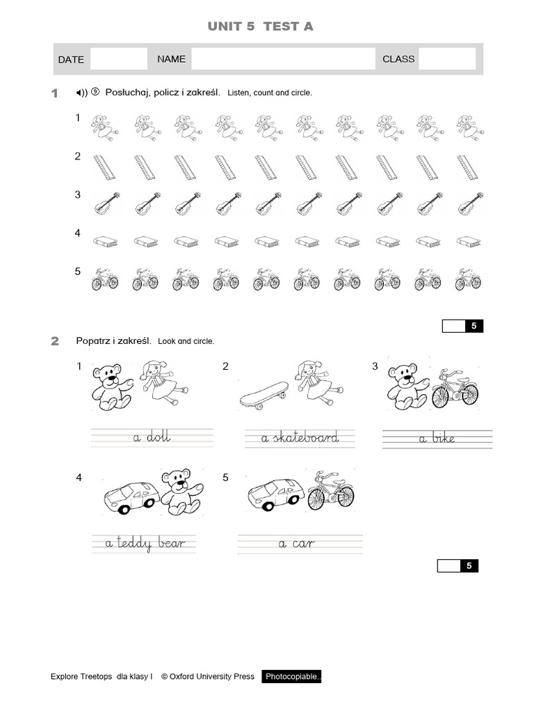 Treetops Unit 5 Test A & B | PDF