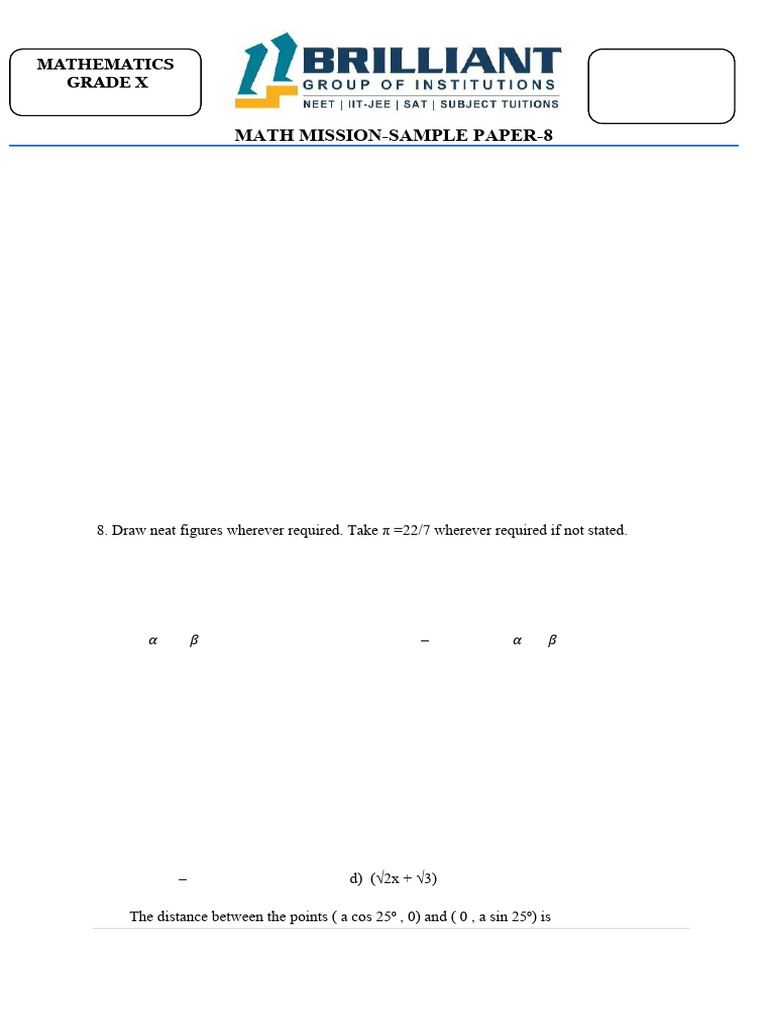 Math Mission - Day-8 Sample Paper-7 | PDF | Area | Sphere