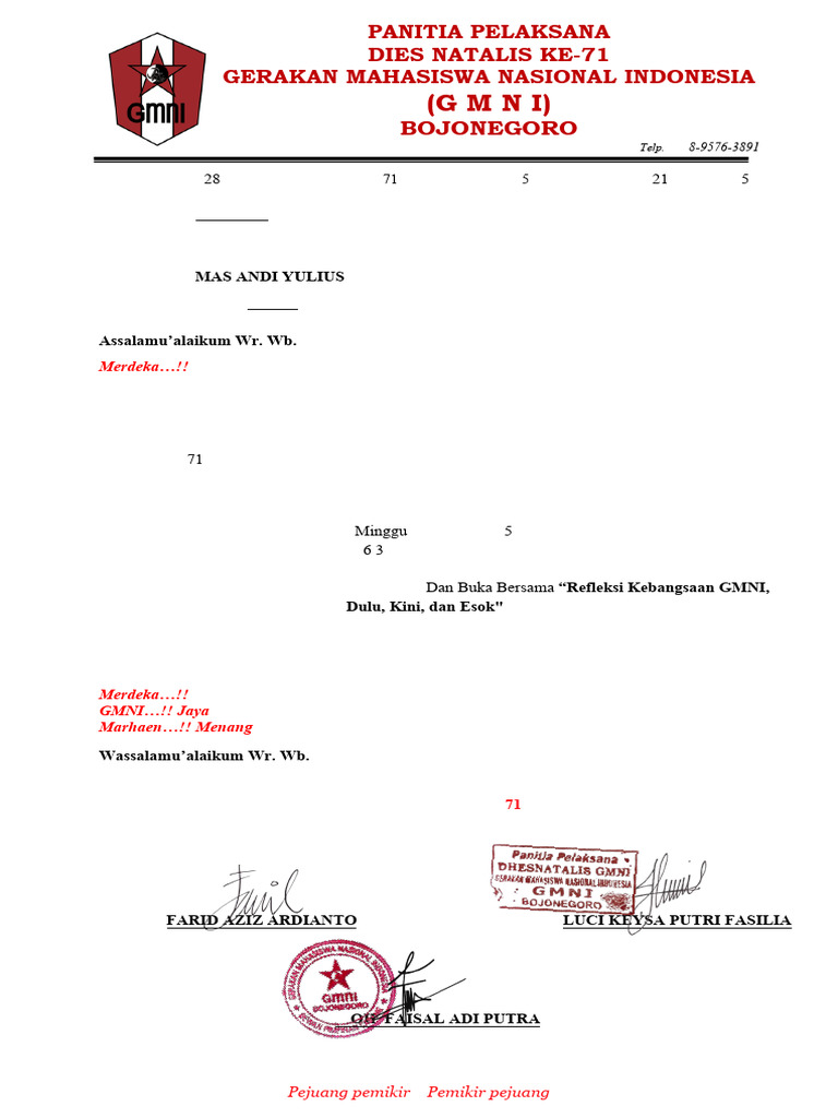 Undangan - Diesnatalis - MAS ANDY YULIUS | PDF