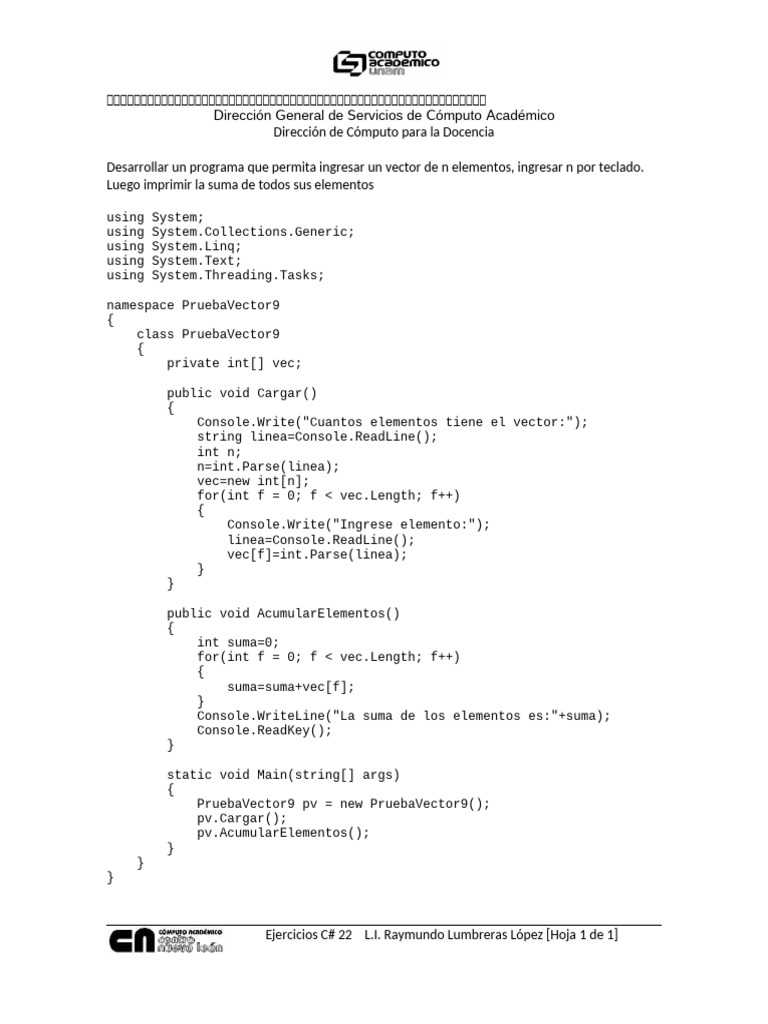 23 Ejercicios CSharp | PDF