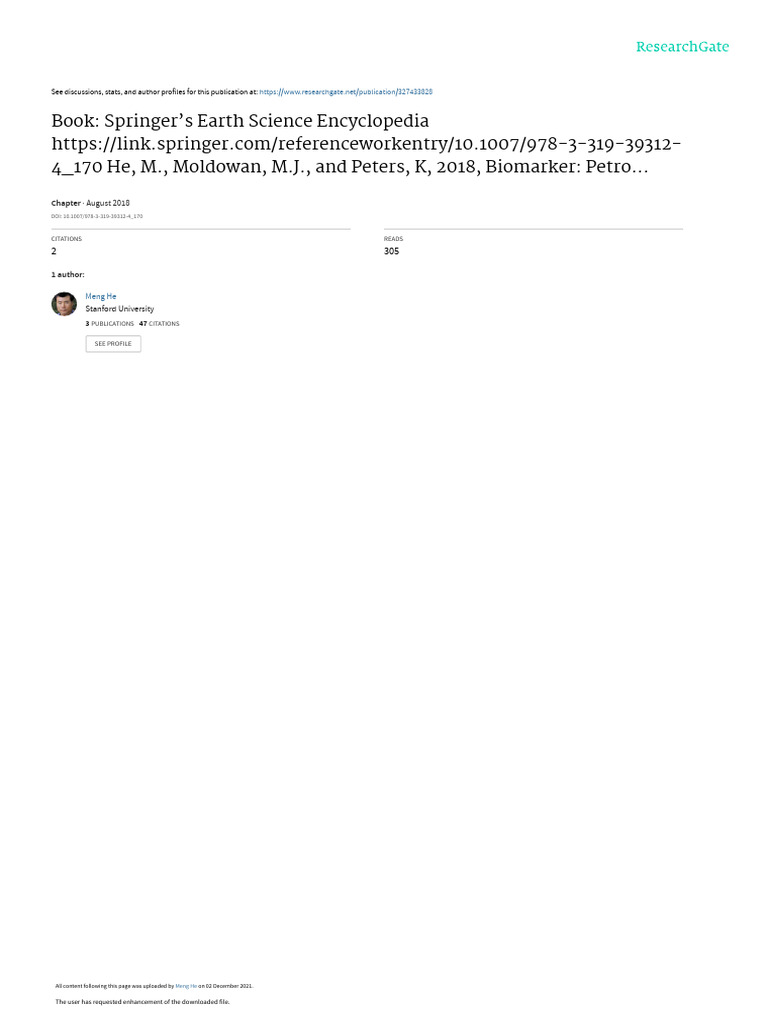 Book: Springer's Earth Science Encyclopedia 4 - 170 He, M., Moldowan, M ...