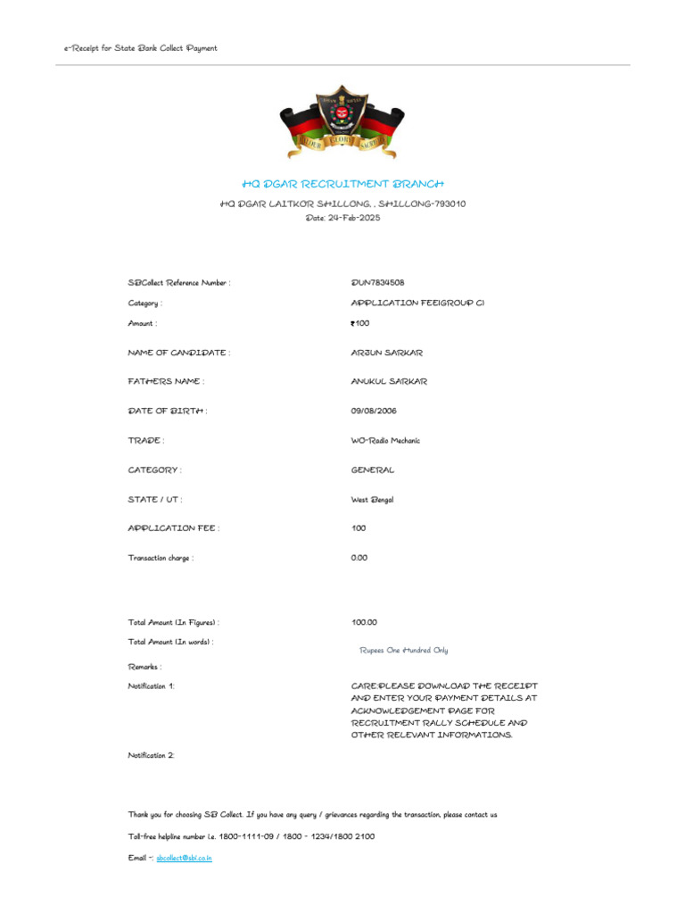 e-Receipt for SB Collect Payment | PDF | Business | Payments