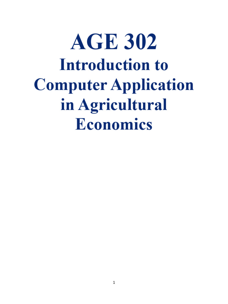 Computer Applications in Agriculture Economics | PDF | Agriculture ...