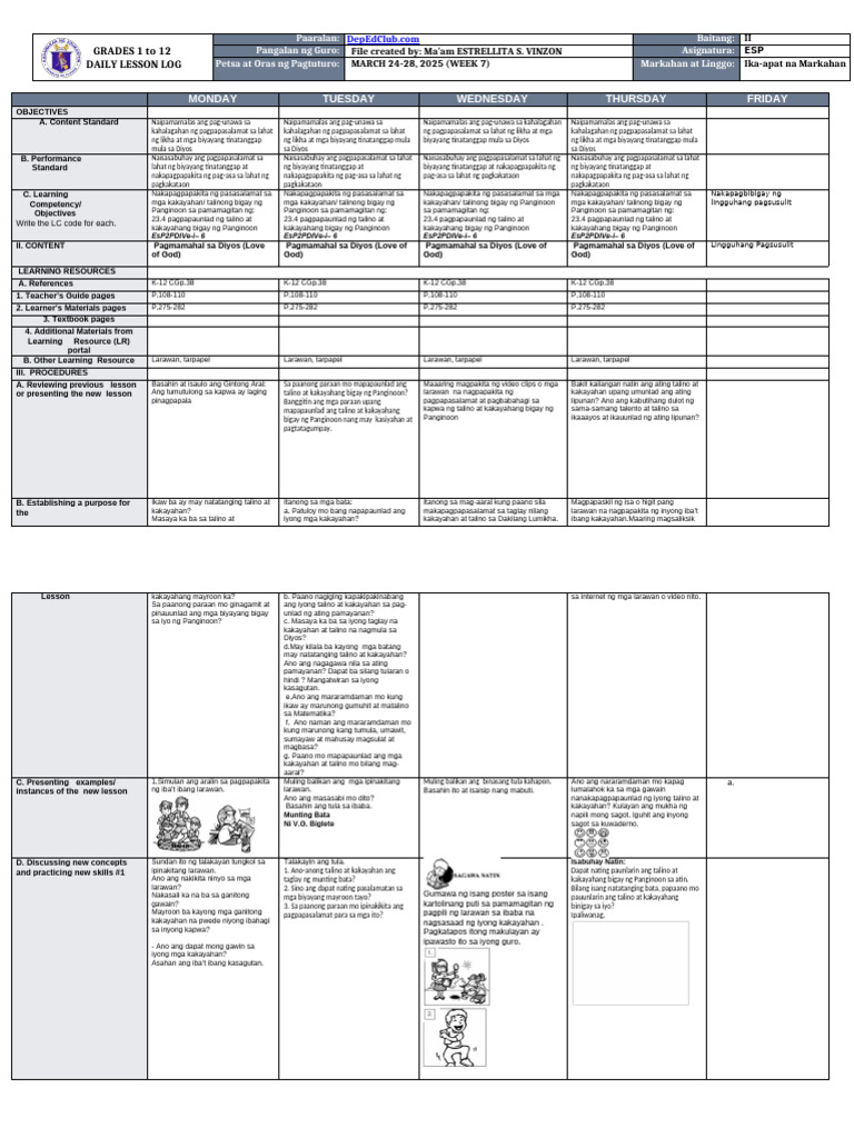 DLL_ESP 2_Q4_W7 | PDF