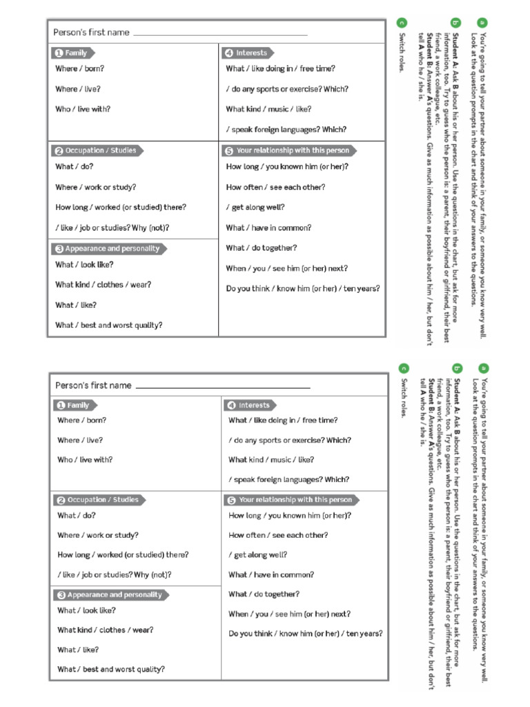 1B Speaking Activity | PDF