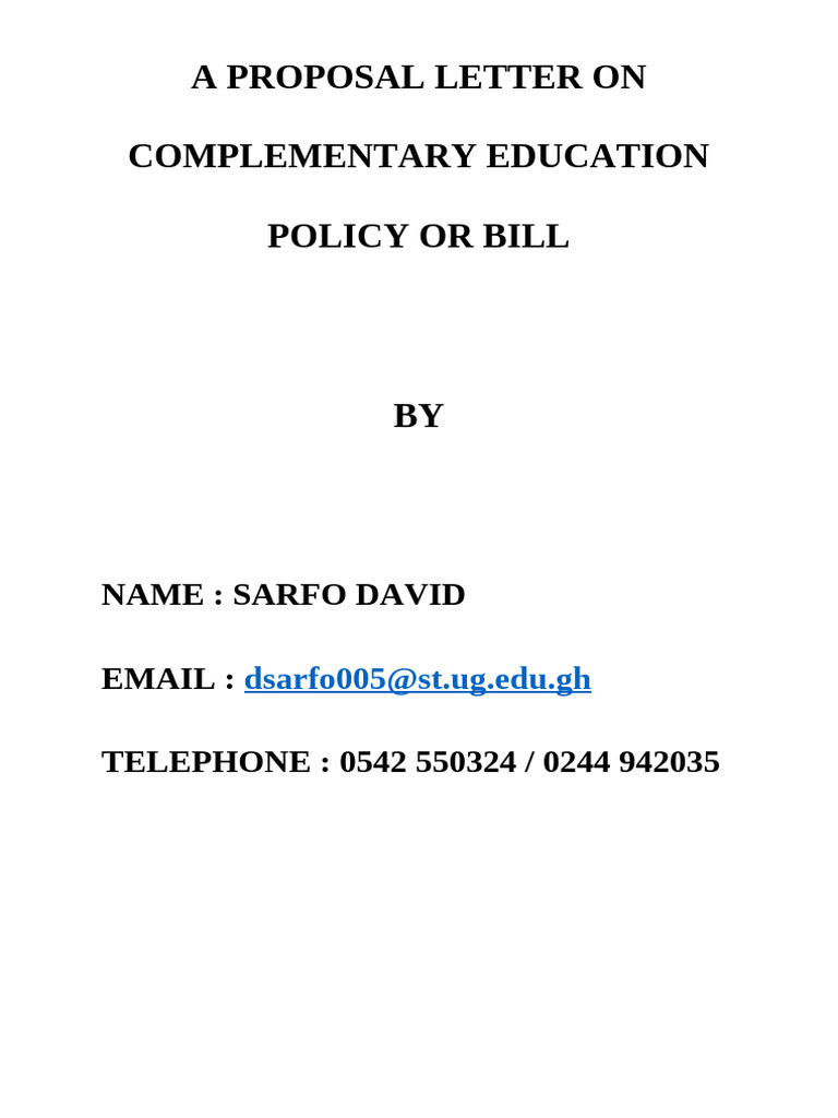 Proposal for Complementary Education Bill | PDF | Adult Education ...