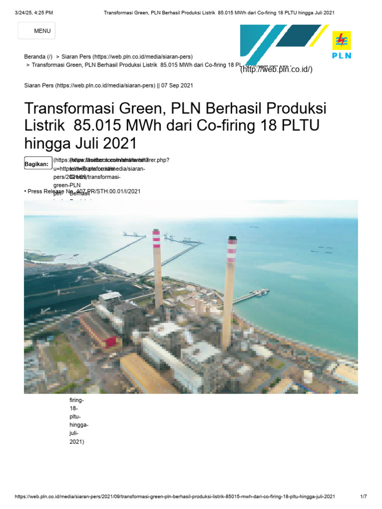 1 - Transformasi Green, PLN Berhasil Produksi Listrik 85.015 MWH Dari ...