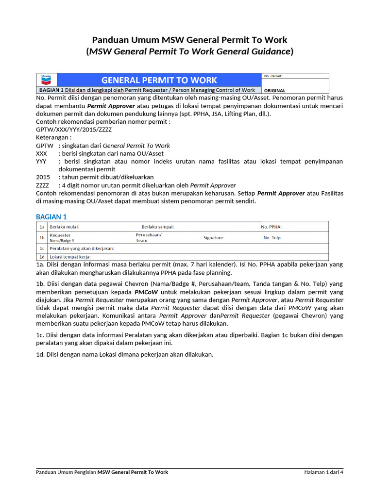 MSW General Permit To Work Guidance | PDF