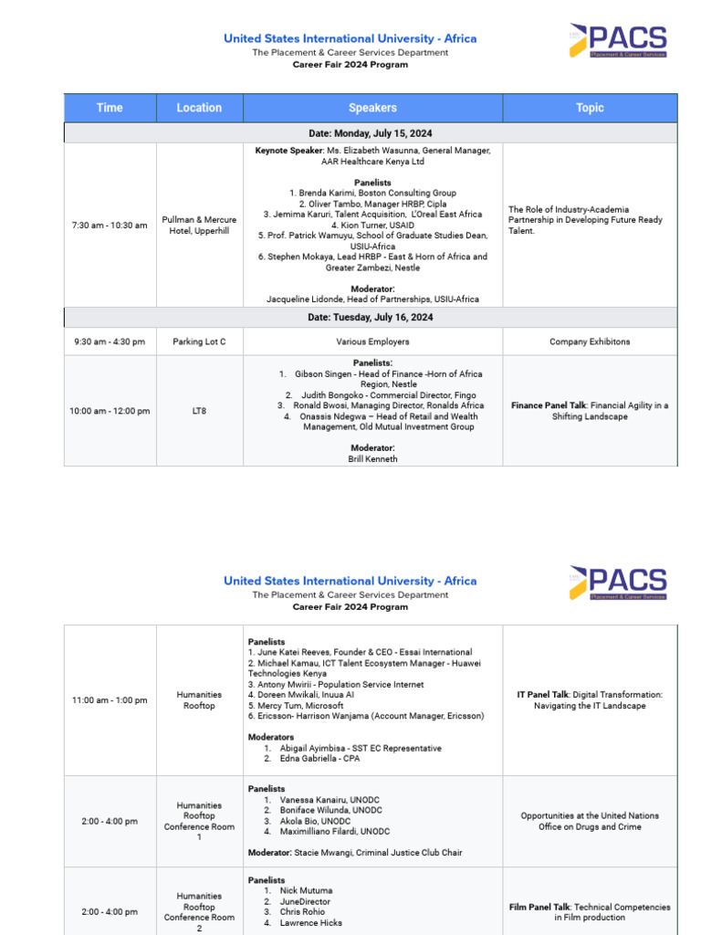 Career Fair 2024 Program Overview | PDF