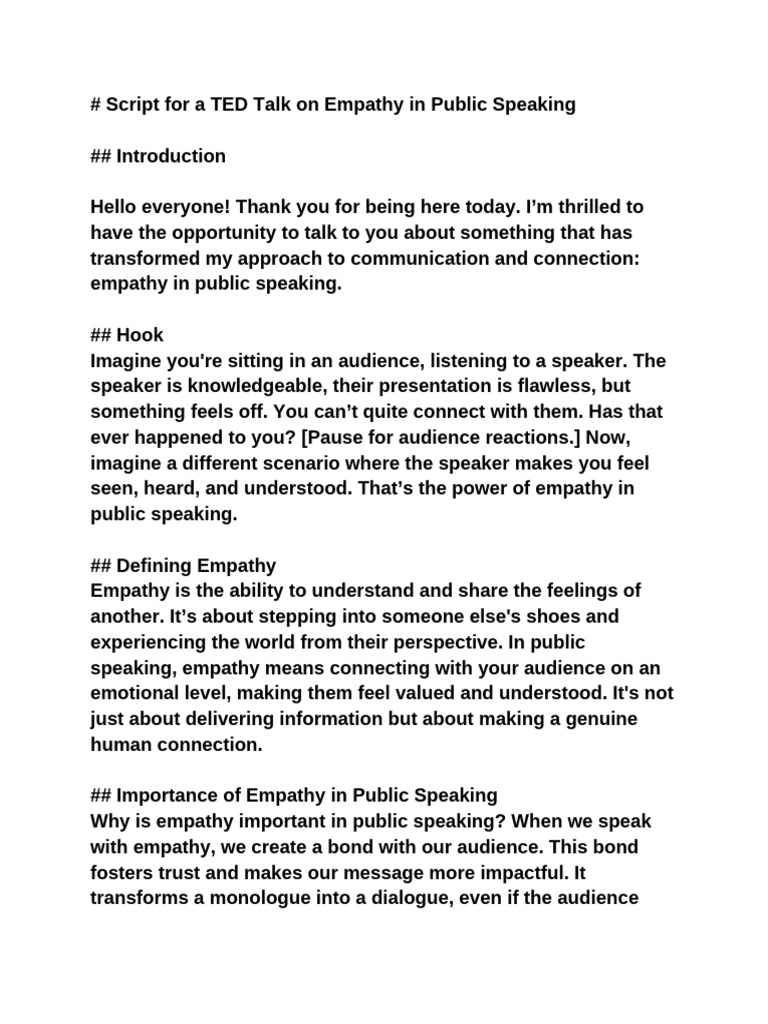 Script - Empathy in Public Speaking | PDF | Empathy | Public Speaking