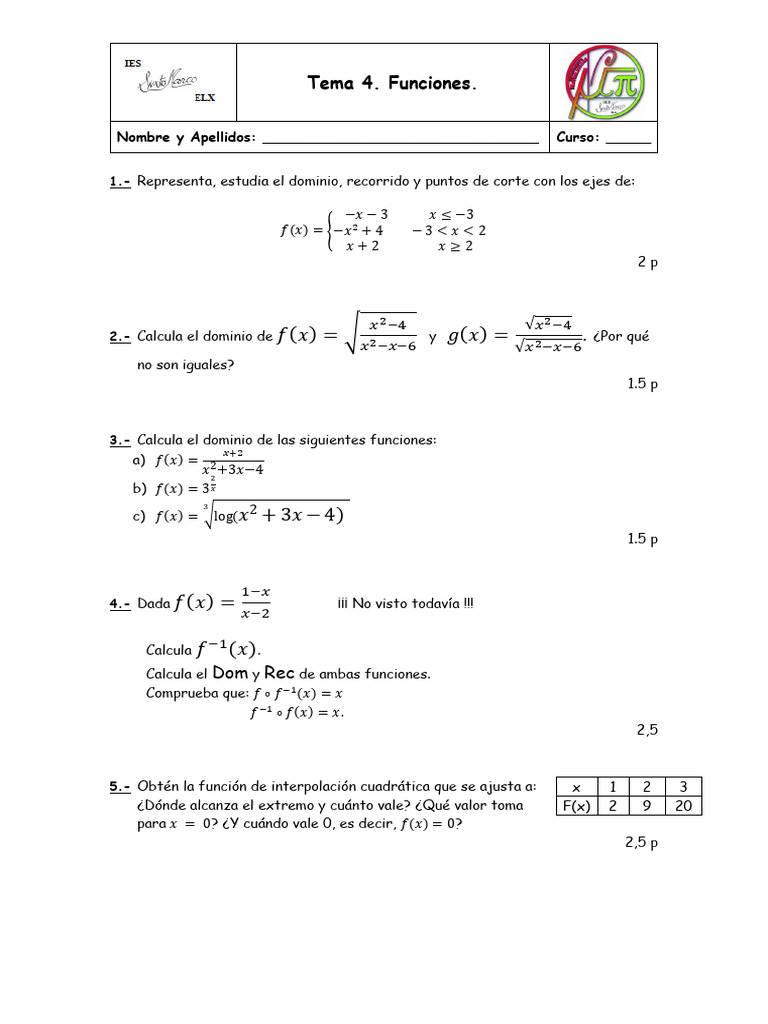 2425 1baha Tema 5. Funciones Modelo | PDF