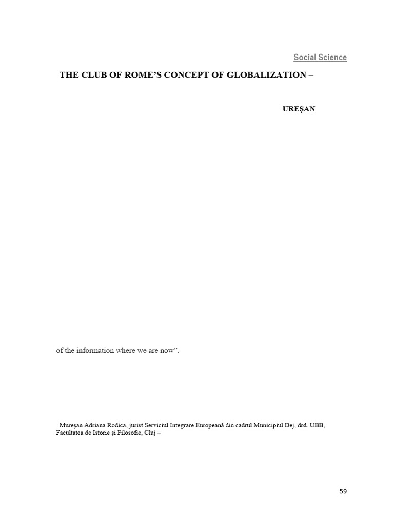 Club of Rome on Globalization and State Interdependence | PDF ...