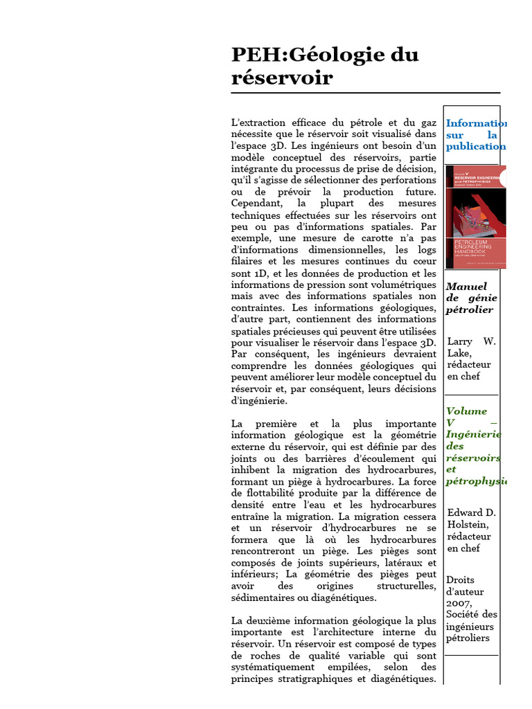 PEH - Géologie Des Réservoirs - PetroWiki | PDF | Géologie | Porosité