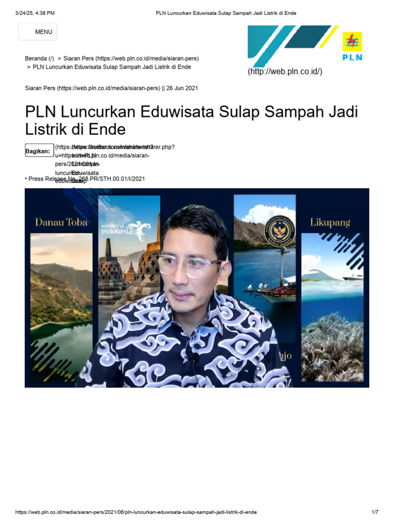 06-PLN Luncurkan Eduwisata Sulap Sampah Jadi Listrik Di Ende | PDF