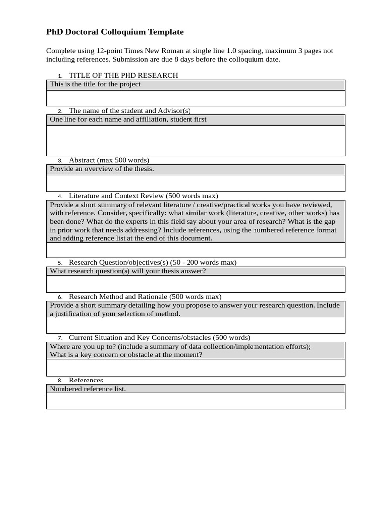 Doctoral Colloquium Template | PDF