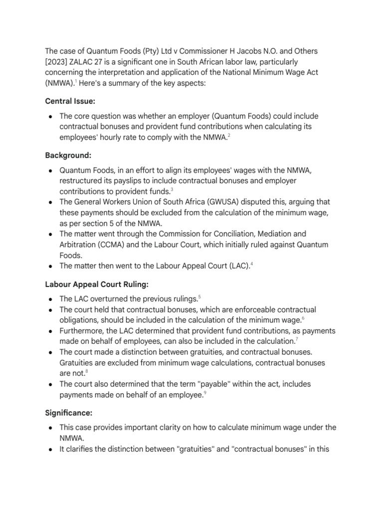 Quantum Foods Case on Minimum Wage | PDF