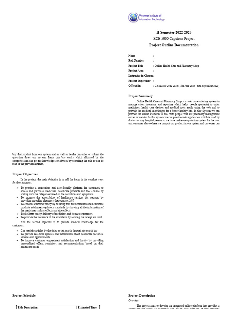 Capstone Outline - Sample One | PDF | Databases | Health Care