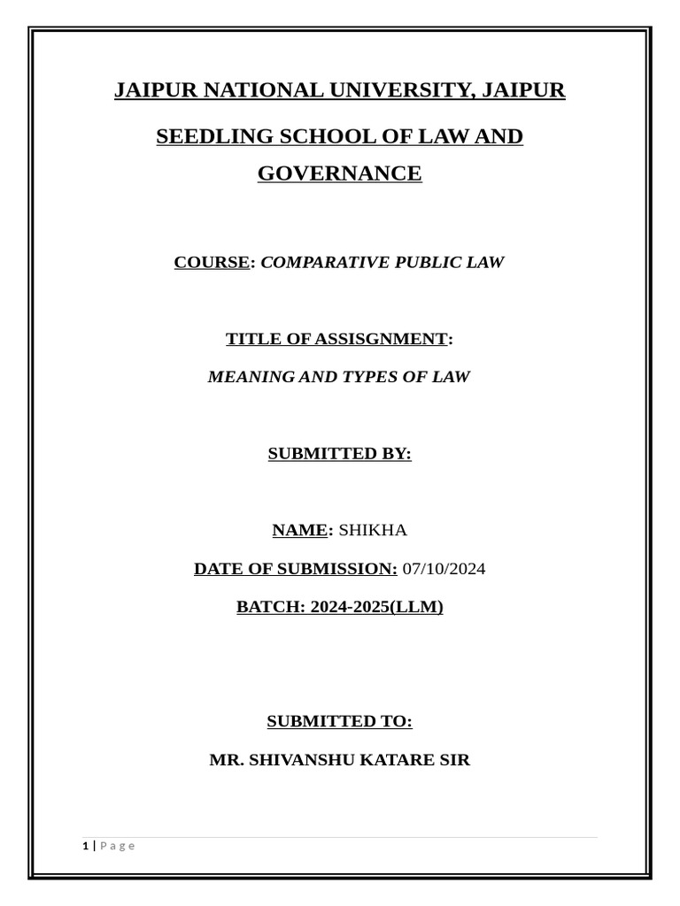 Meaninf and Types of Law | PDF | International Law | Legal Remedy