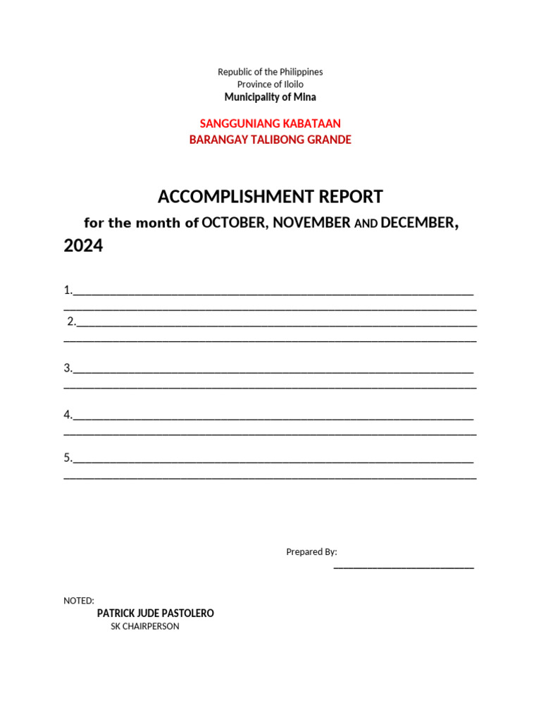 SK Accomplishment Report 2024 | PDF