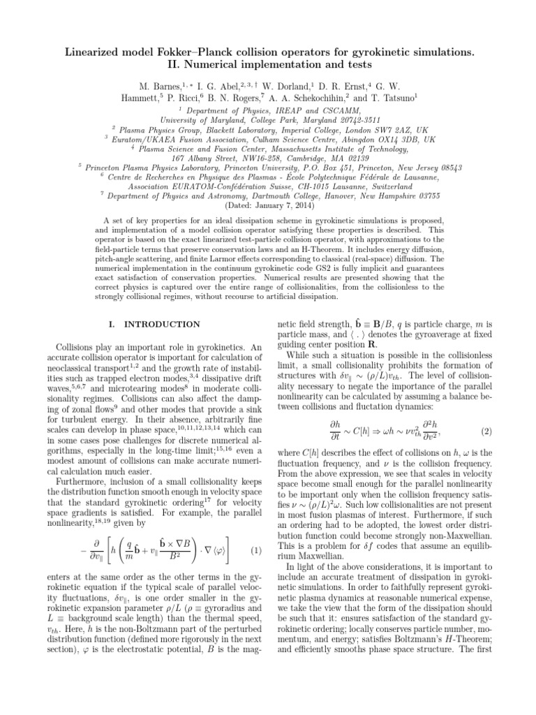 Linearized_model_Fokker_Planck_collision | PDF | Matrix (Mathematics ...